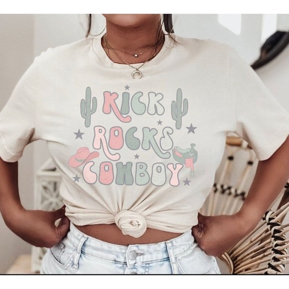 Whiskey Kiss | Tops | Kick Rocks Cowboy Handmade Graphic Tee | Poshmark